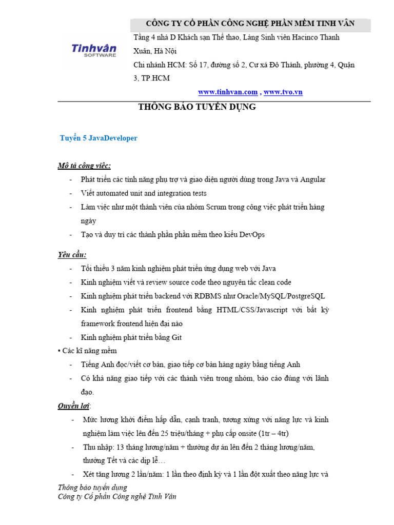 Tinh Vân - Java Developer Onsite Phú Nhuận | PDF