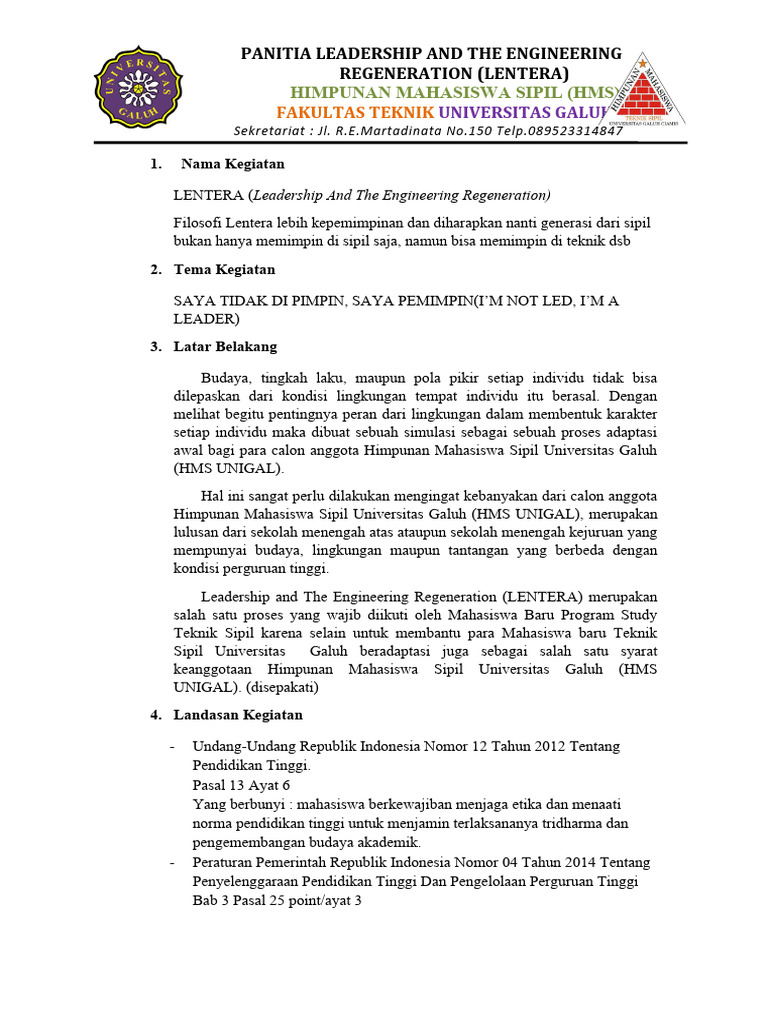 LENTERA: Regenerasi Pemimpin Teknik | PDF