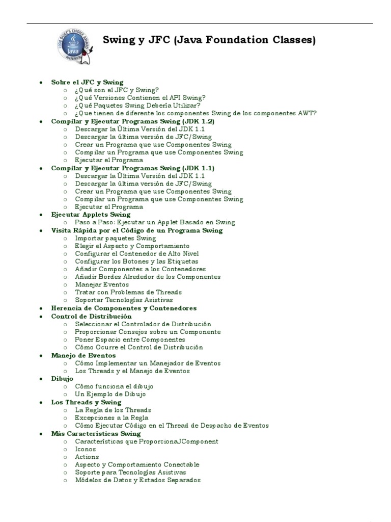 Manual Swing | PDF | Java (lenguaje de programación) | Programa de computadora