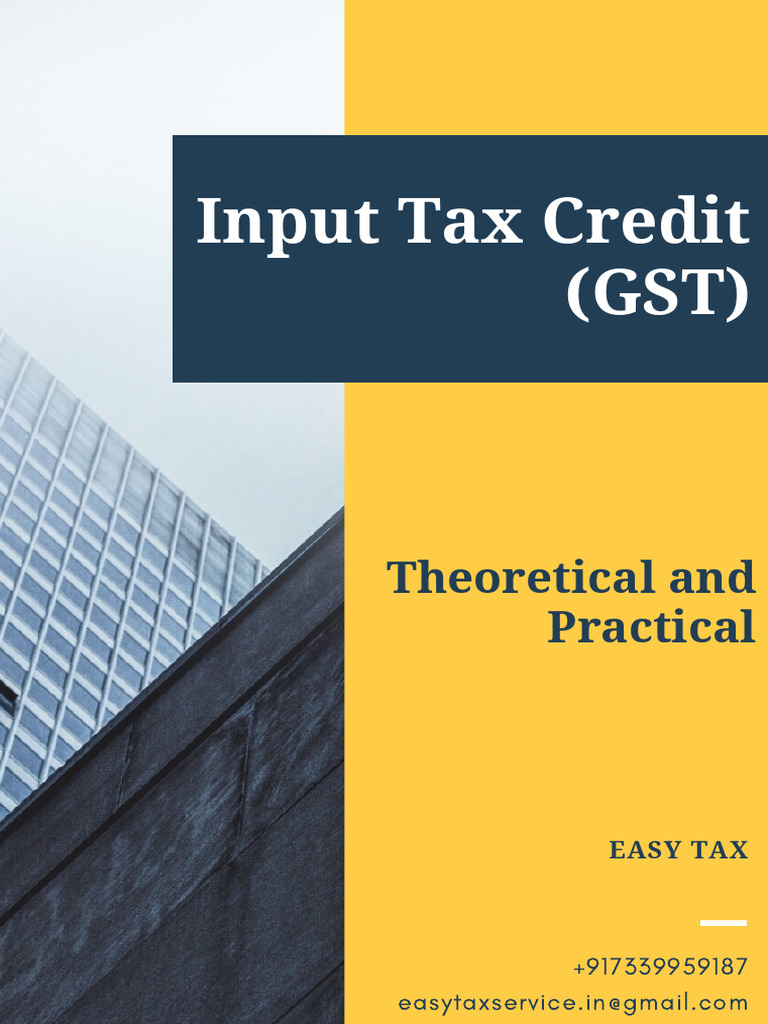 Input Tax Credit (GST) | PDF | Value Added Tax | Taxes