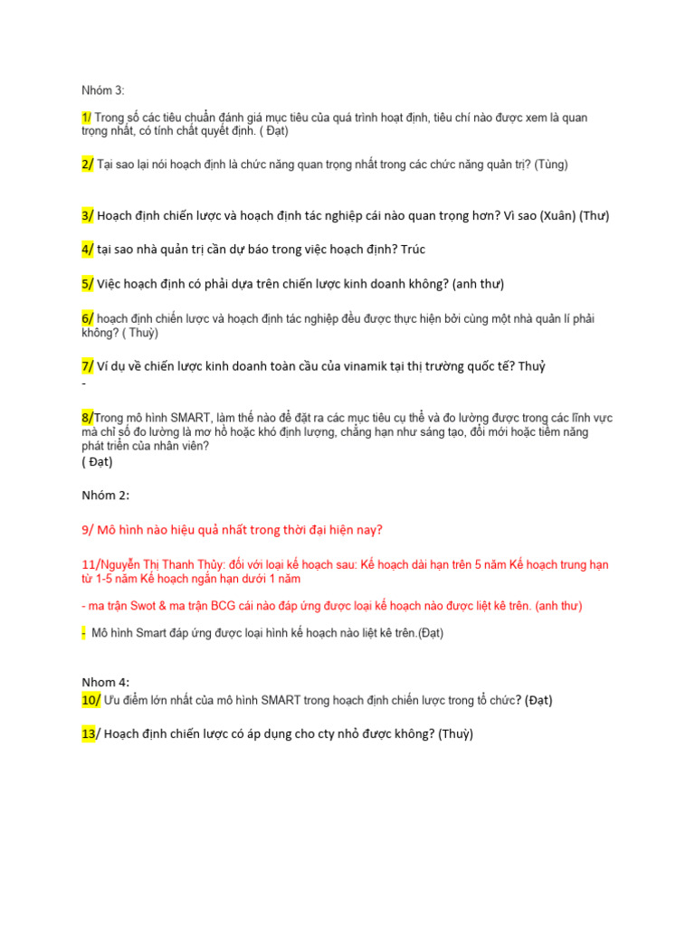 câu hỏi phản biện QTH | PDF