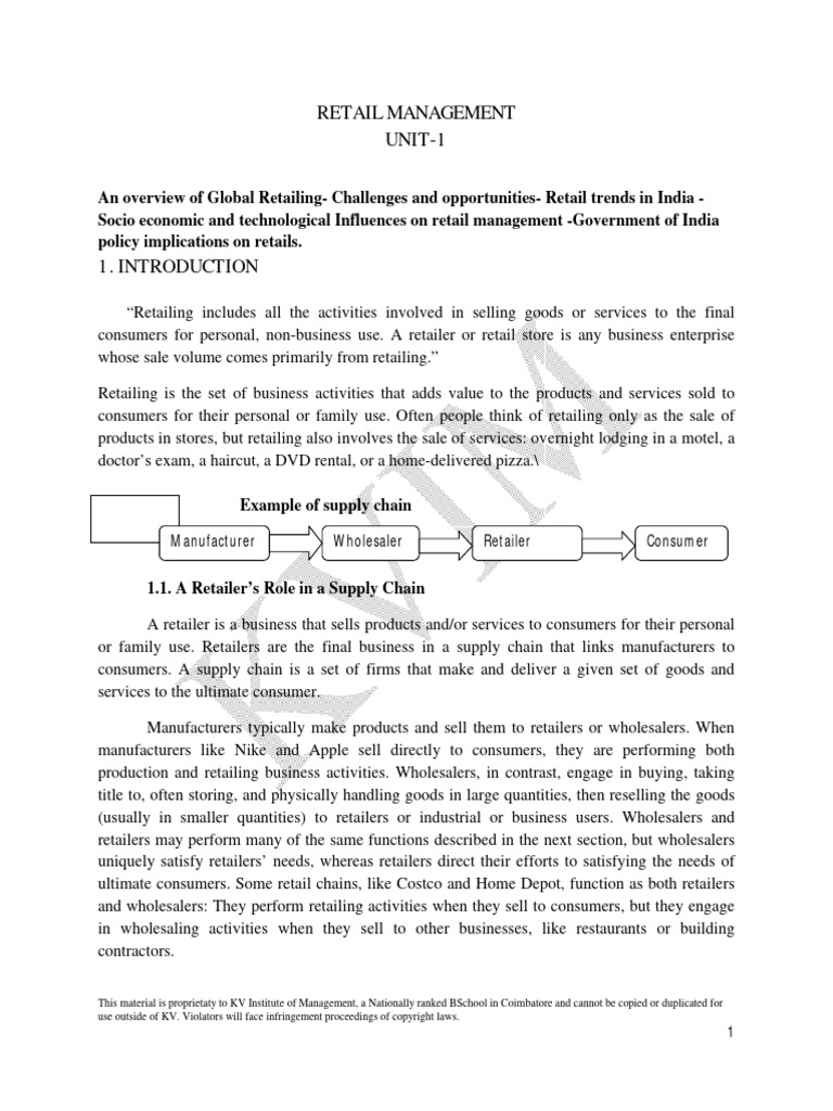 RM Unit 1 | Download Free PDF | Retail | Strategic Management