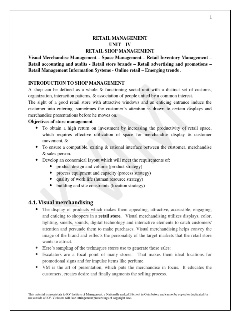 RM Unit 4 | PDF | Retail | Merchandising