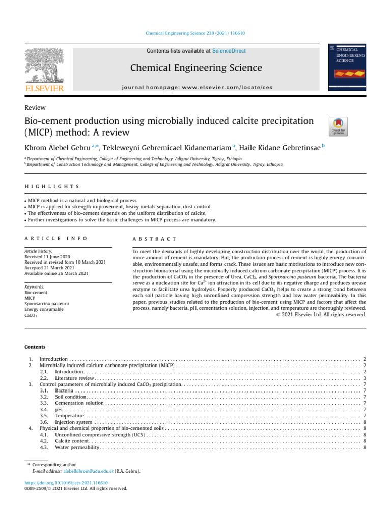 Bio-Cement Production Using Microbially Induced Calcite Precipitation ...
