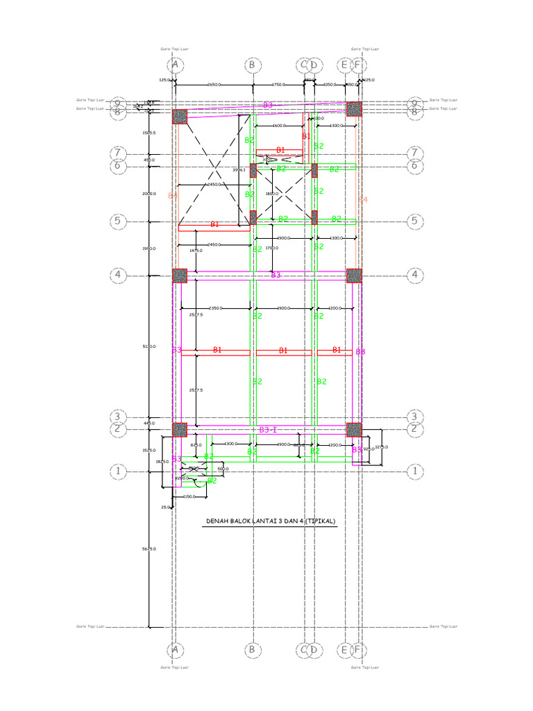 Denah Balok & Plat Lantai 3-4 | PDF