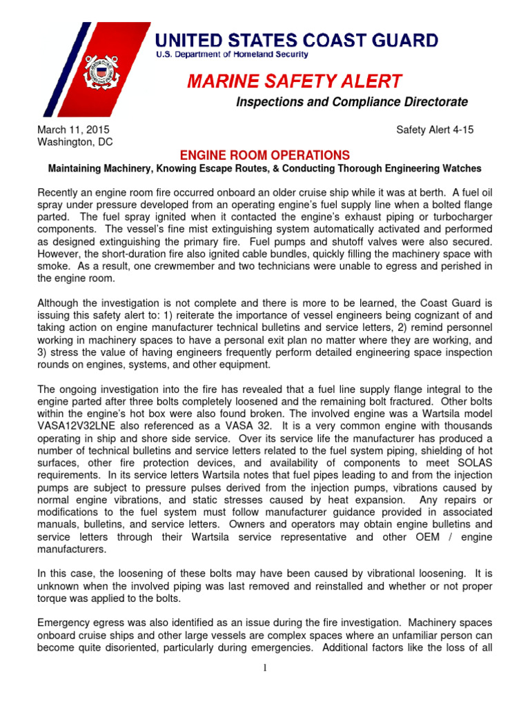 Engine Room Operations: Inspections and Compliance Directorate | PDF ...