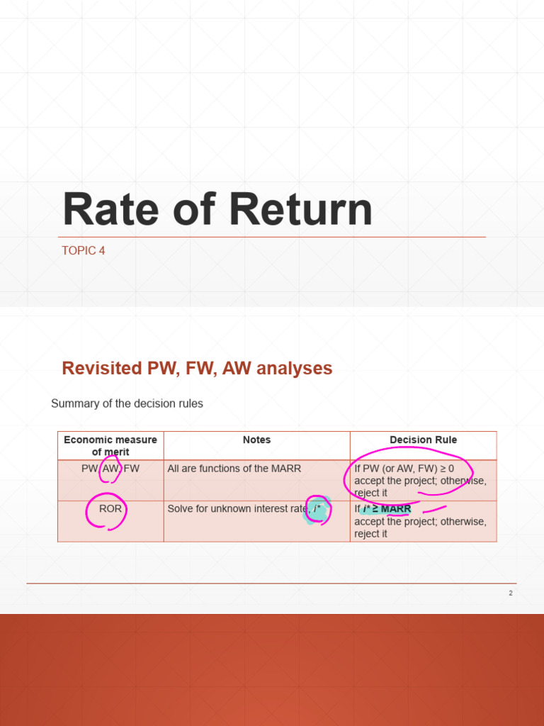 Topic 4 - Rate of Return - Revised | PDF | Economies | Applied Mathematics