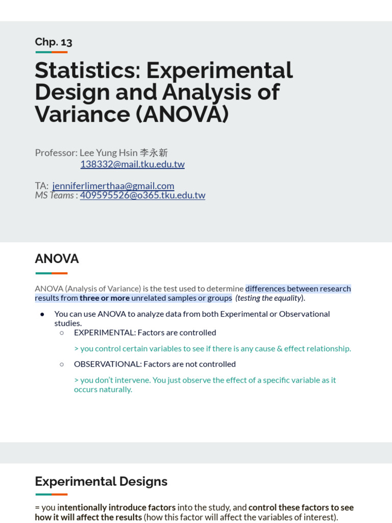 Statistics TA CHP 13 Experimental Design and ANOVA-2 | PDF | Mean Squared Error | Analysis Of ...