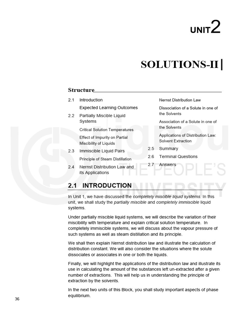 Unit-2 Solutions 2 CST and Nernst Distribution Law | PDF | Solubility | Distillation