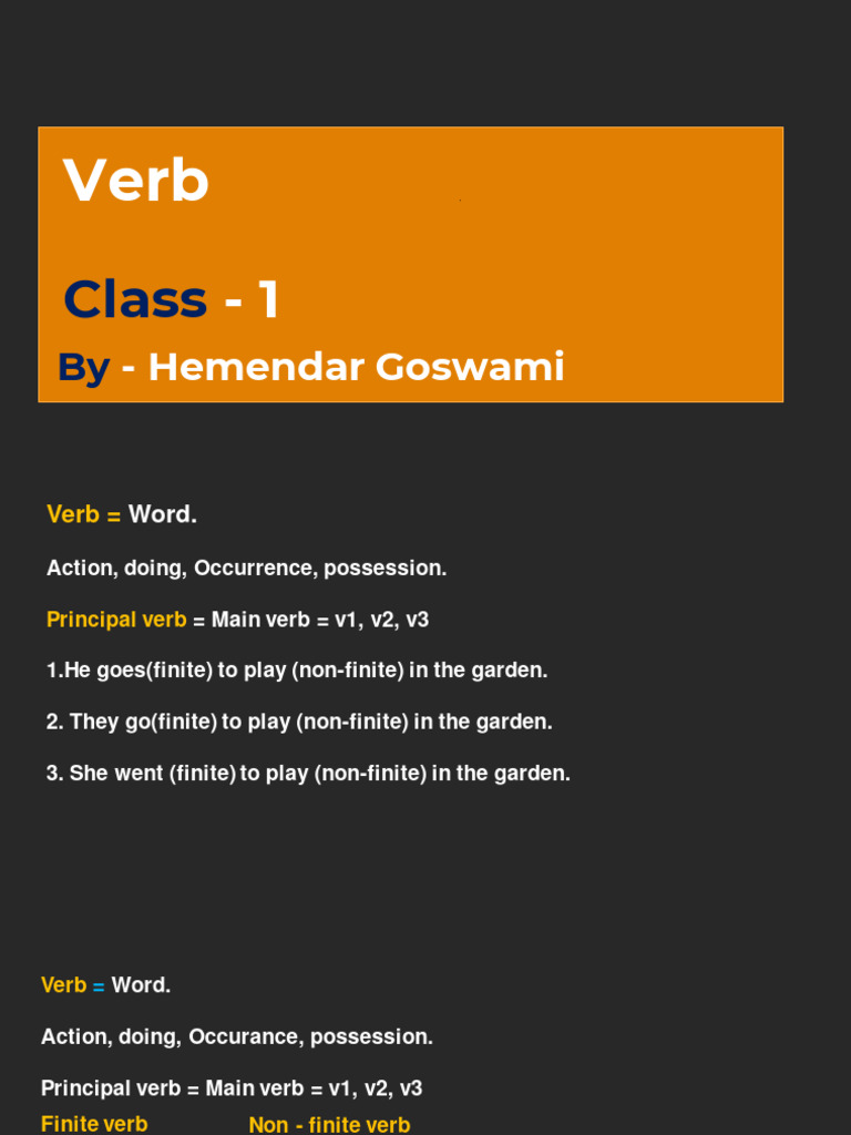 Class: - Hemendar Goswami | PDF | Verb | Language Mechanics