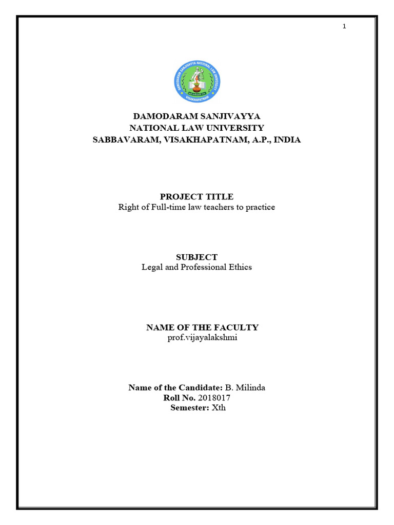 Legal and Prof Ethics Project | PDF | Advocate | Teachers