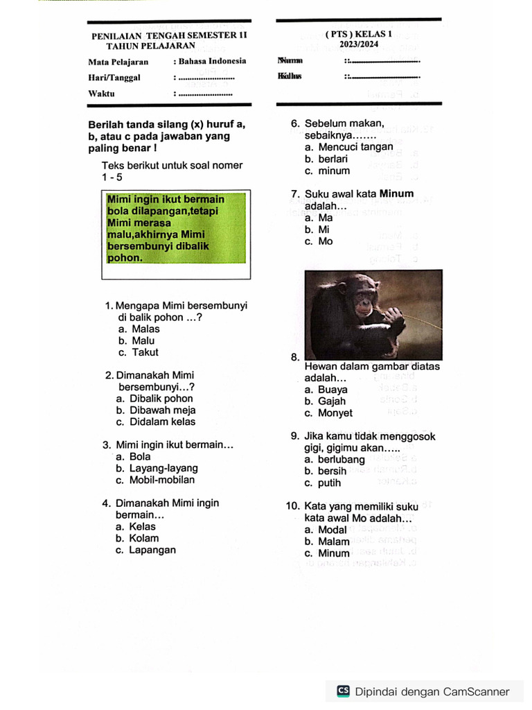 PTS 1 Bahasa Indonesia | PDF