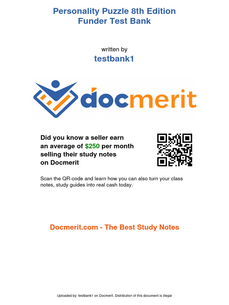 David C Funder - Personality Puzzle Test Bank | PDF | Psychology ...