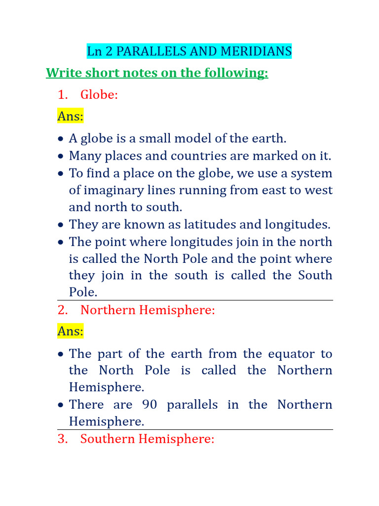 Ln 2 Parallels And Meridians Cw Pdf