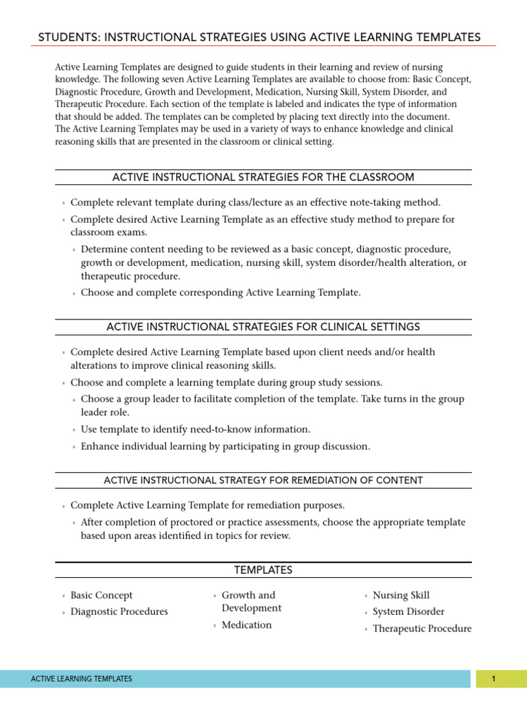 Active Learning Templates for Nursing | PDF | Nursing | Learning