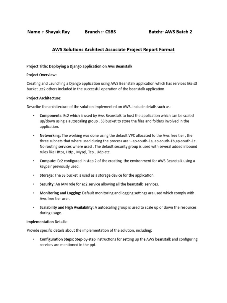 aws_project_report_Shayak_Ray | PDF | Amazon Web Services | Security