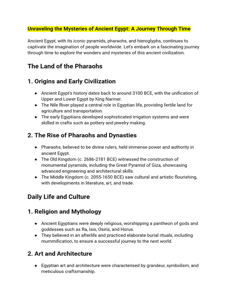 ANCIENT EGYPT | PDF | Ancient Egypt | Pharaoh