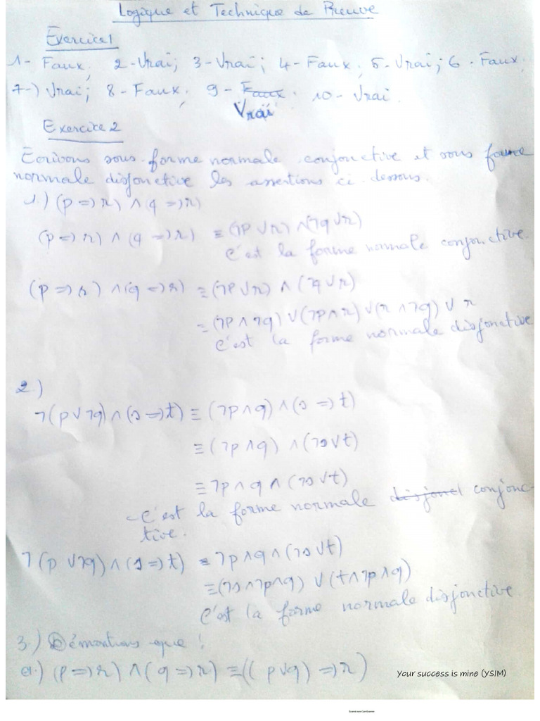 Corrigé Logique Et Technique de Preuve IFRI-L1 2019-2020s | PDF