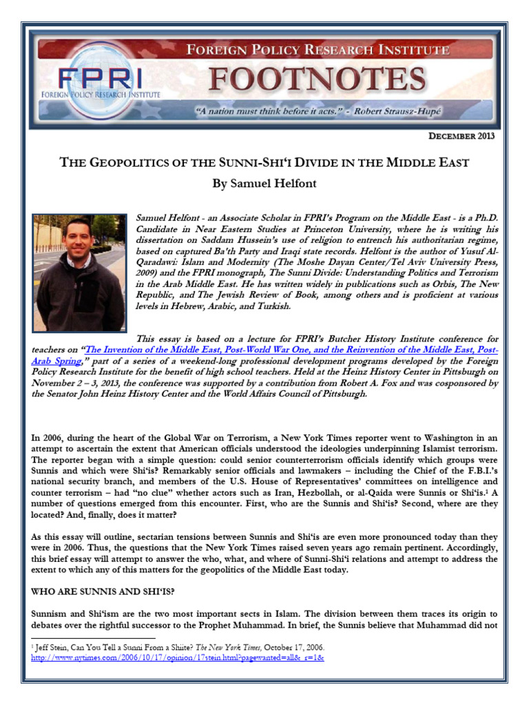 Sunni-Shi'i Divide in Middle East Geopolitics | PDF | Shia Islam ...