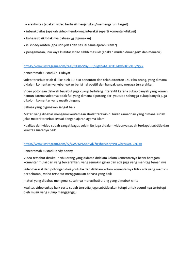 Studi Dokumen Video Dakwah | PDF