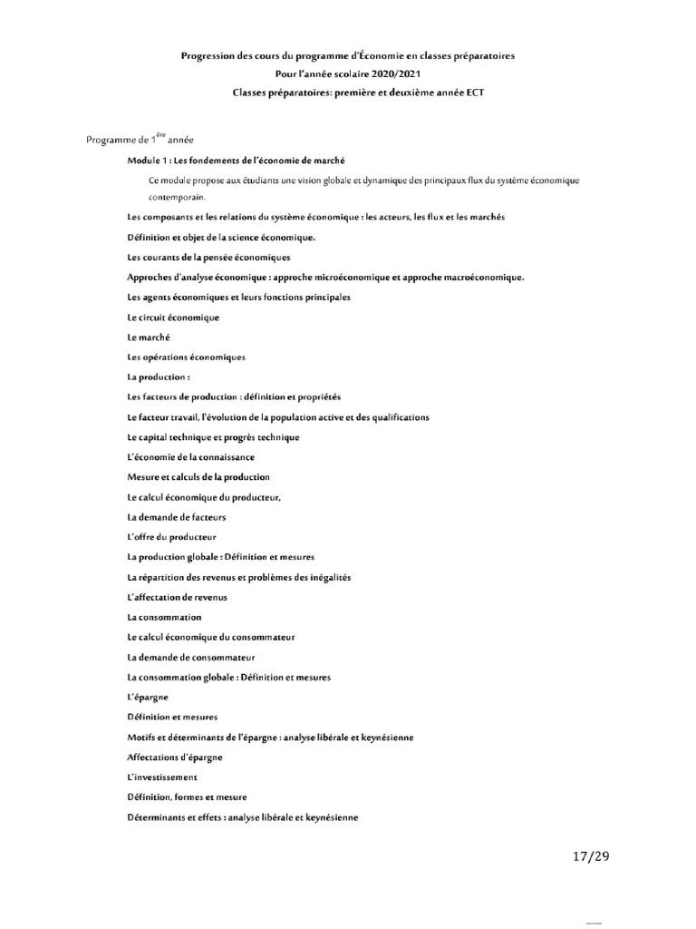 7-Programmes Économie CPGE ECT | PDF