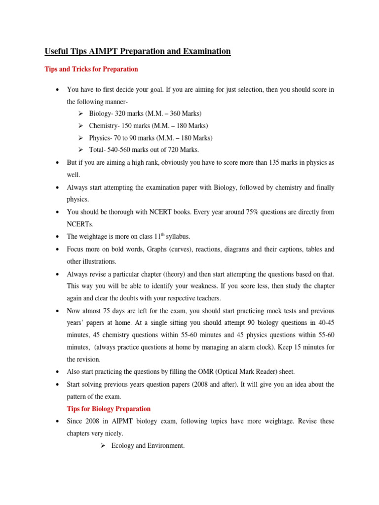 Useful Tips AIPMT | PDF | Chemistry | Physics