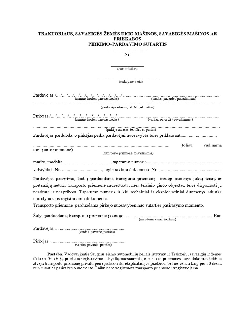 Pirkimo Pardavimo Sutartis | PDF