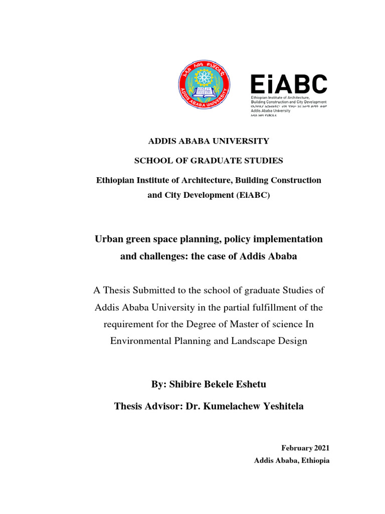 Addis Ababa Urban Green Space Planning | PDF | Riparian Zone | Earth ...