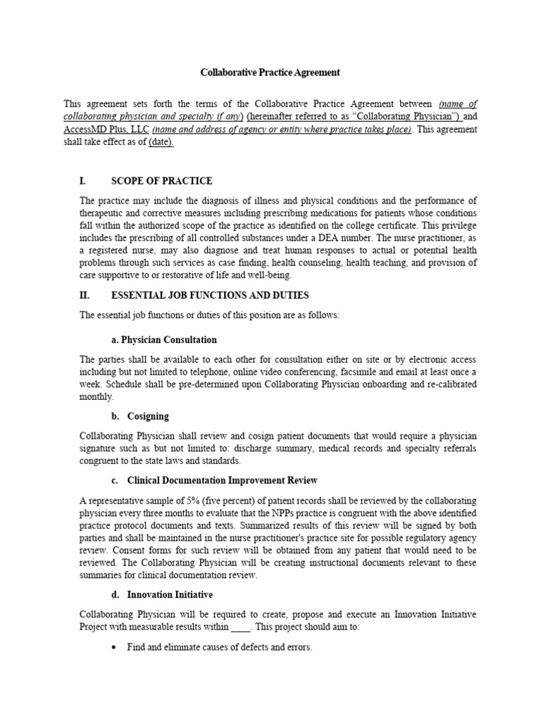Nurse Practitioner Collaborative Agreement | PDF | Physician | Nurse ...