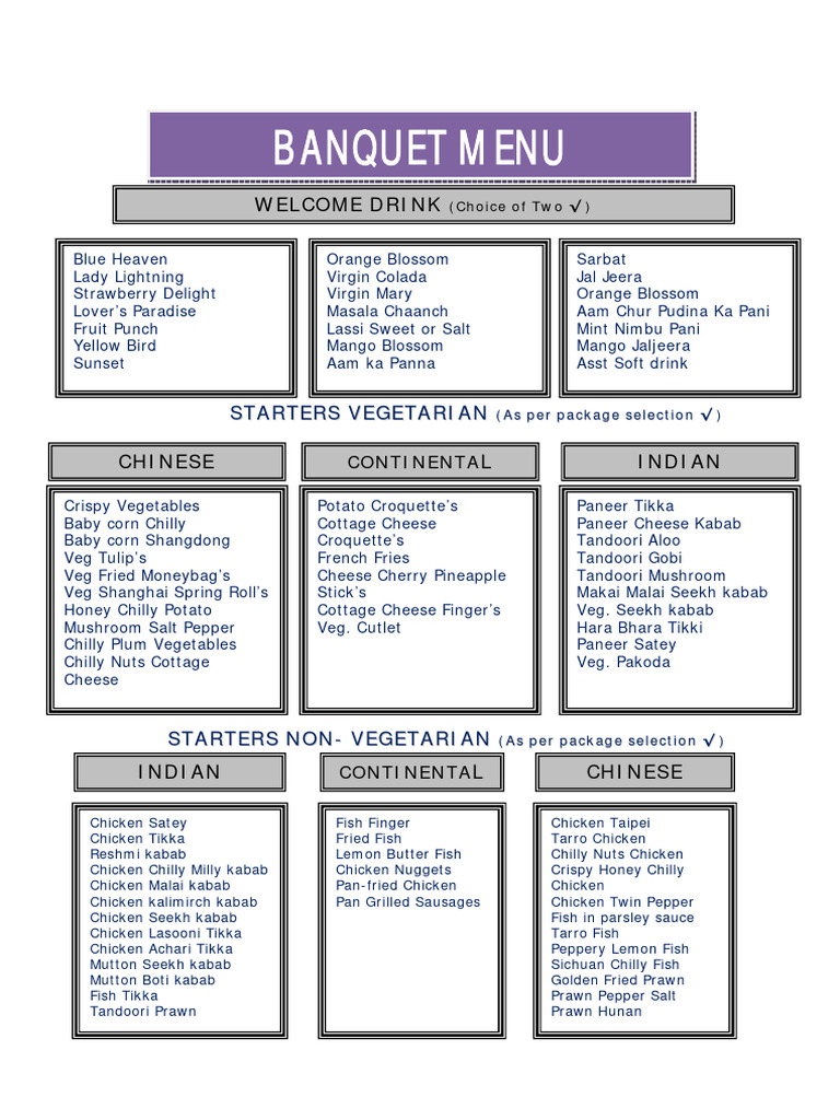 Banquet Menu | PDF | Salad | Cooking