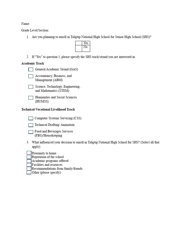 Survey SHS | PDF | Wellness | Computers