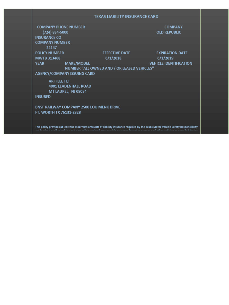 Insurance Card Template 08 | PDF