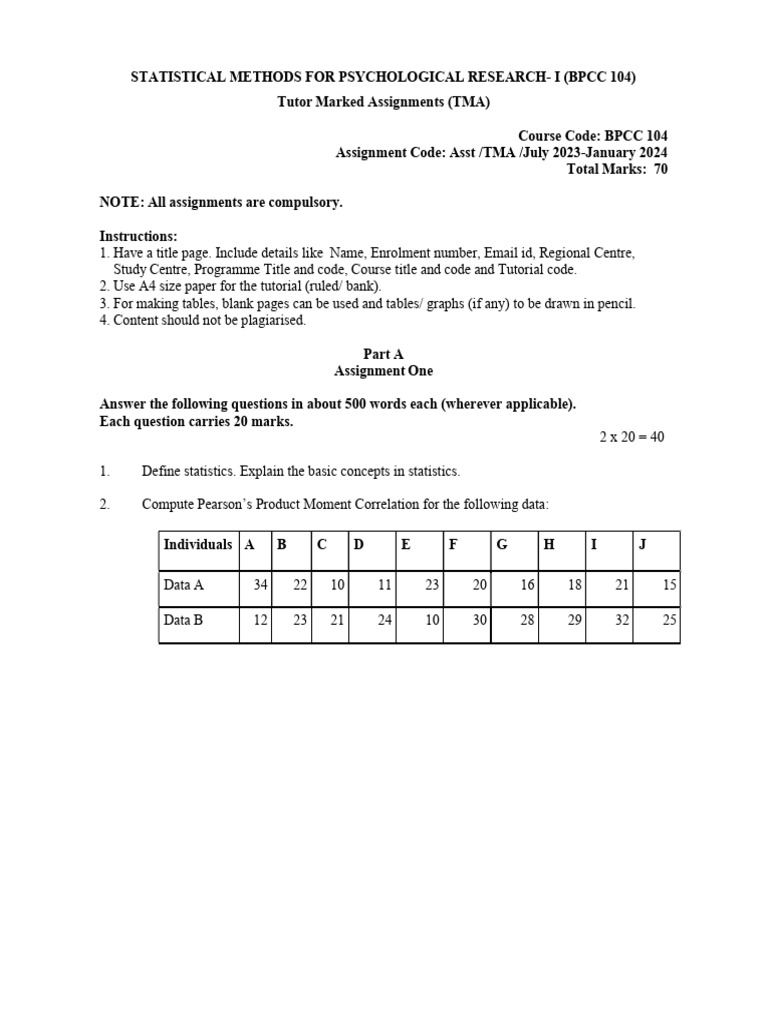 BPCC 104 Statistical Methods Assignment | PDF | Type I And Type Ii Errors | Statistics