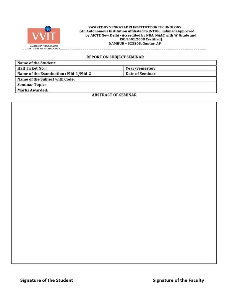 Seminar Report Template for Students | PDF