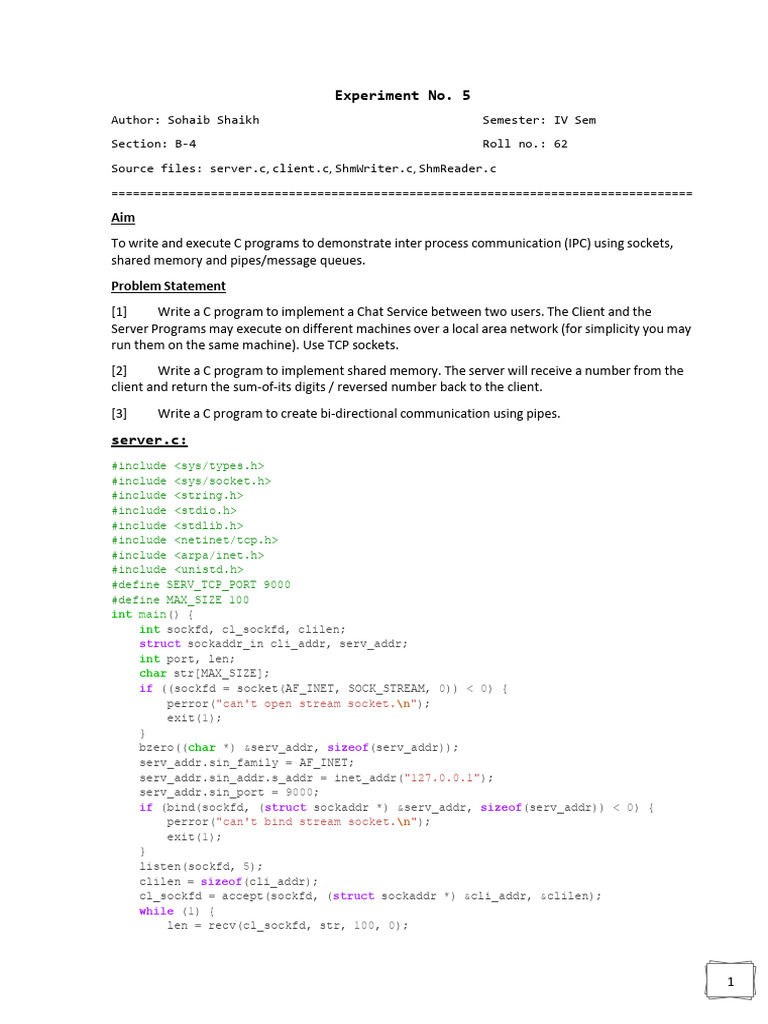OS_62_prac5 | PDF | Computer Networking | Computer Programming