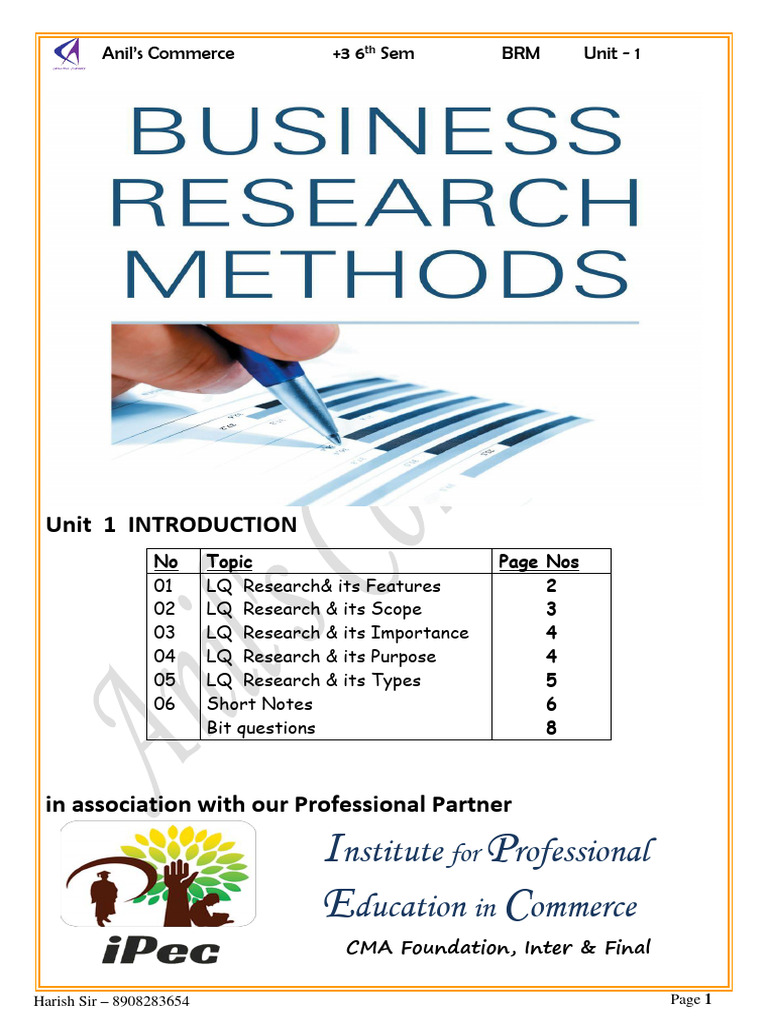 BRM Unit 1 | PDF | Quantitative Research | Qualitative Research