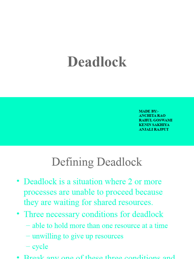Deadlock | PDF | Concurrency (Computer Science)