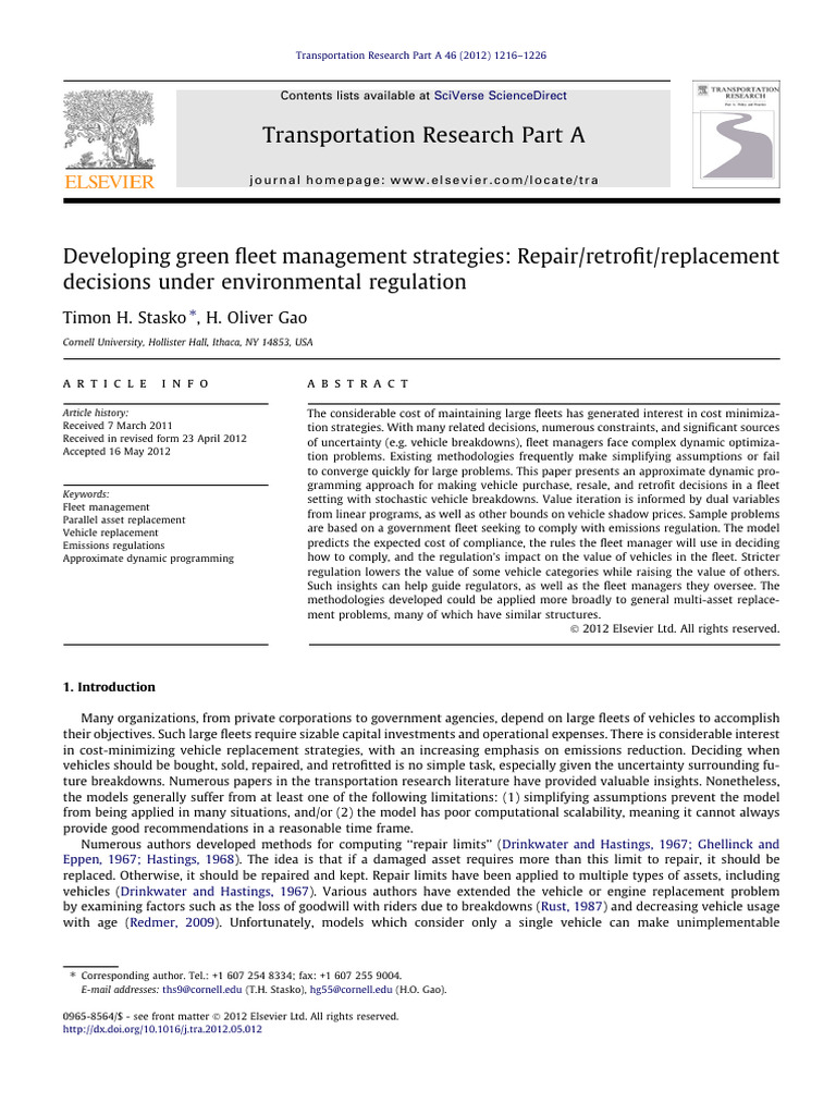 Developing Green Fleet Management Strategies | PDF | Linear Programming | Mathematical Optimization