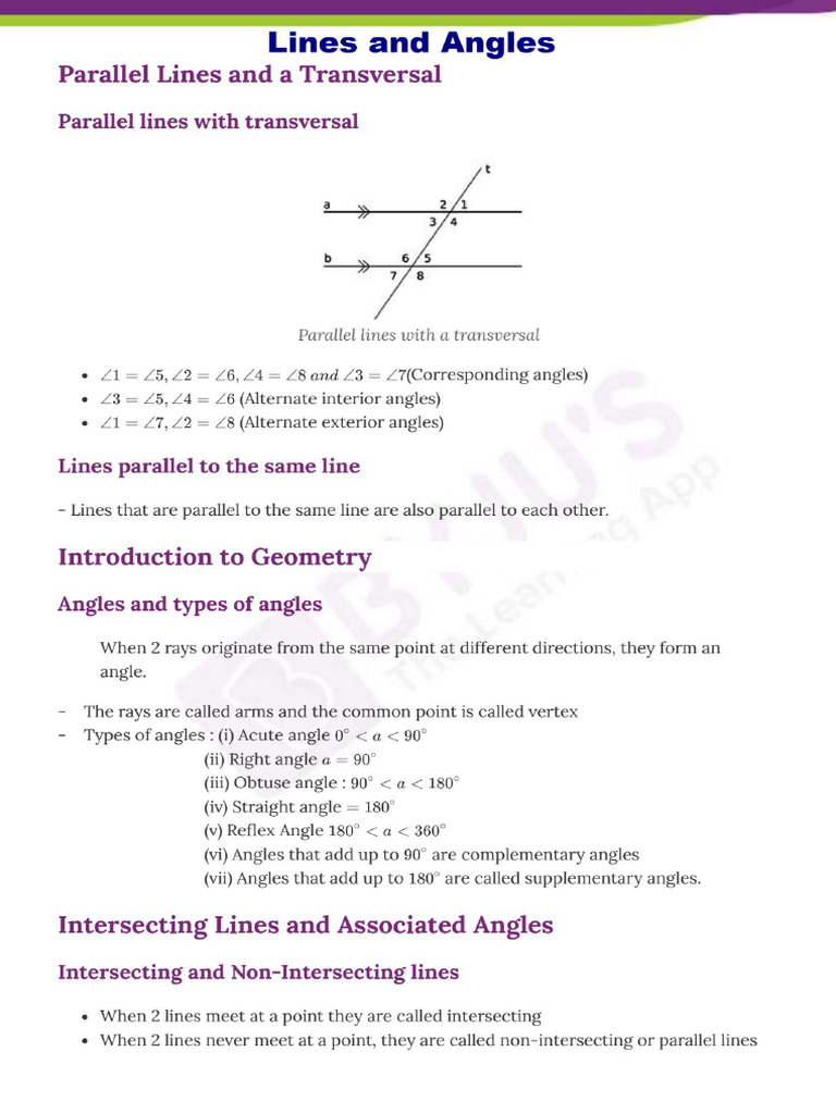 Lines and Angles Class 9 | PDF