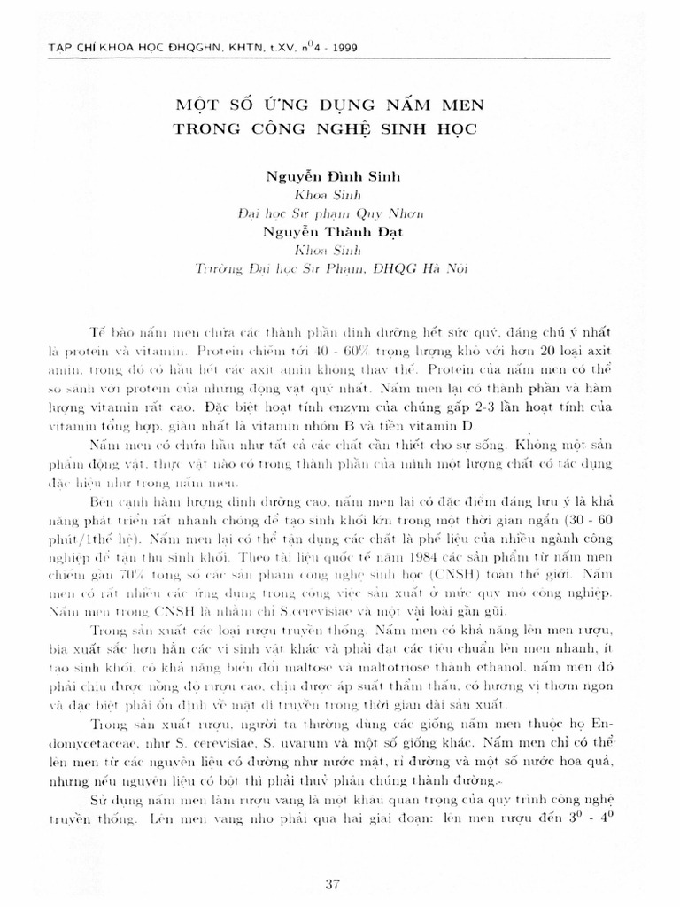 M Ộ T S Ố Ú ' N G D Ụ N G N Ấ M Trong Còng Nghệ Sinh Học | PDF