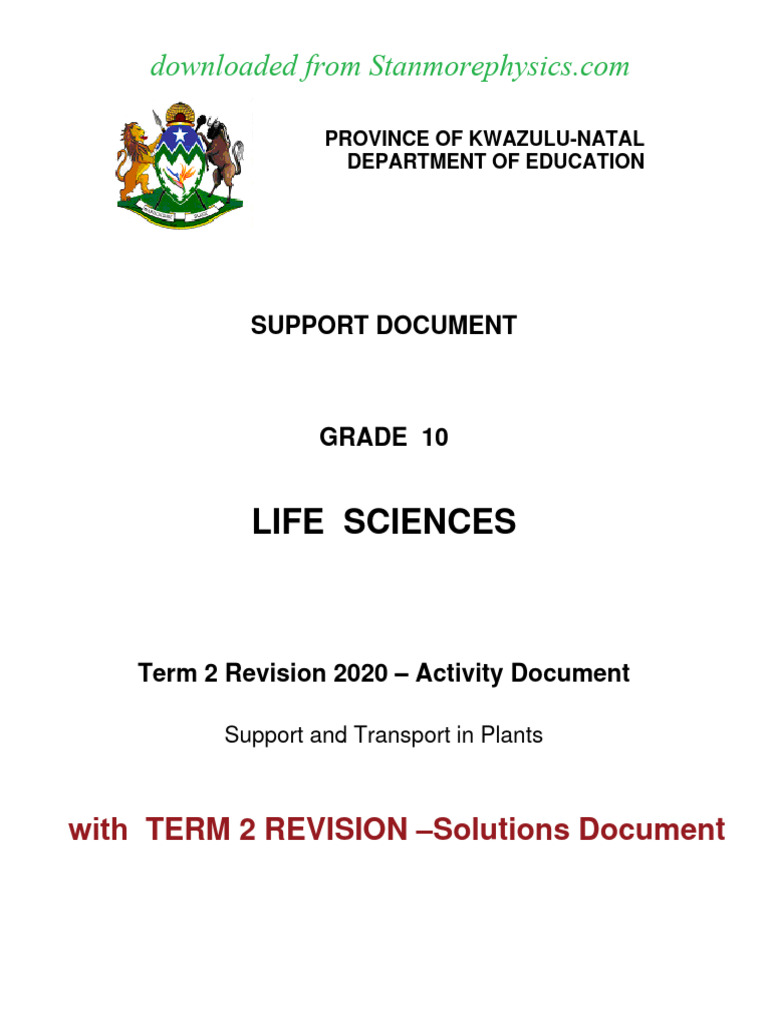 Grade 10 Plant Transport Guide | PDF | Plant Stem | Root
