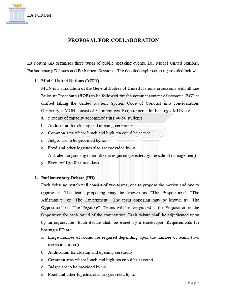 PROPOSAL FOR COLLABORATION | PDF | Committee | Governance
