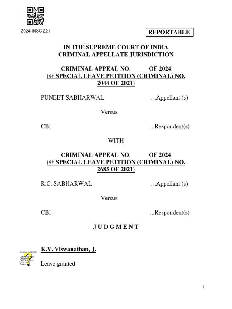 Criminal Appeal Number 2044 Supreme Court of India | PDF | Appeal ...