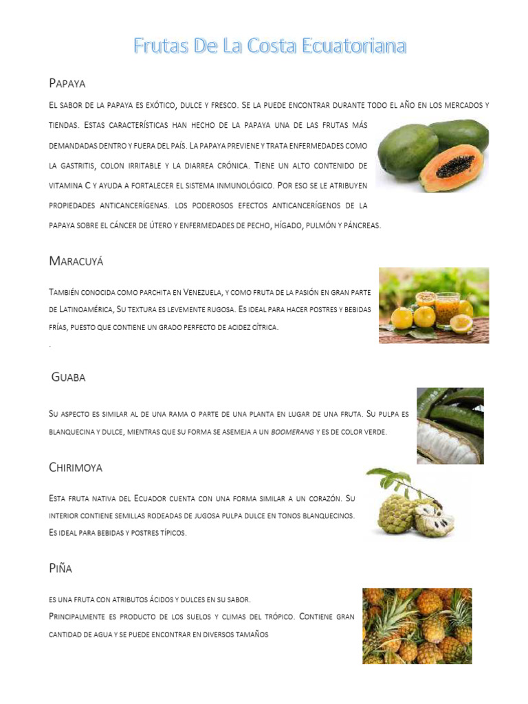 Frutas de La Costa Ecuatoriana | PDF