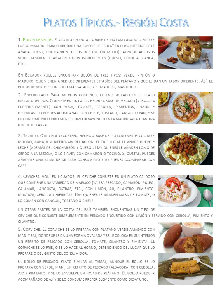 Platos Típicos | PDF | Mariscos | Cilantro