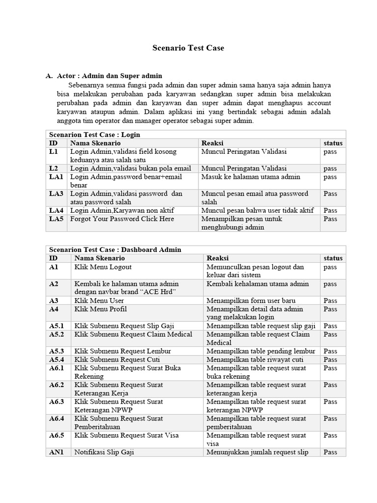 Scenario Test Case (Fix) | PDF