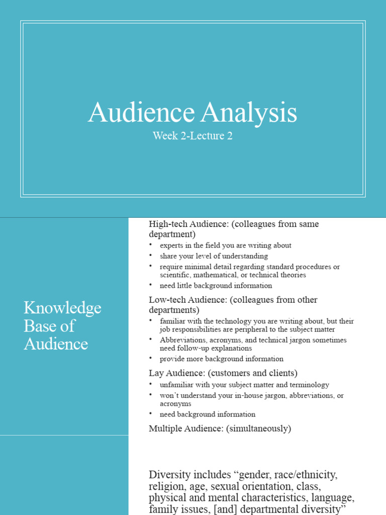 Week 2-Lec 2 (Audience Analysis) | PDF | Communication | Jargon