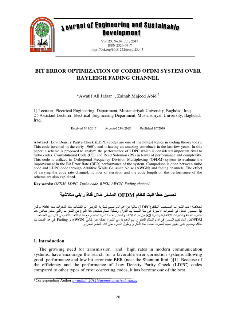 Bit Error Optimization of Coded Ofdm System Over R | PDF | Low Density ...