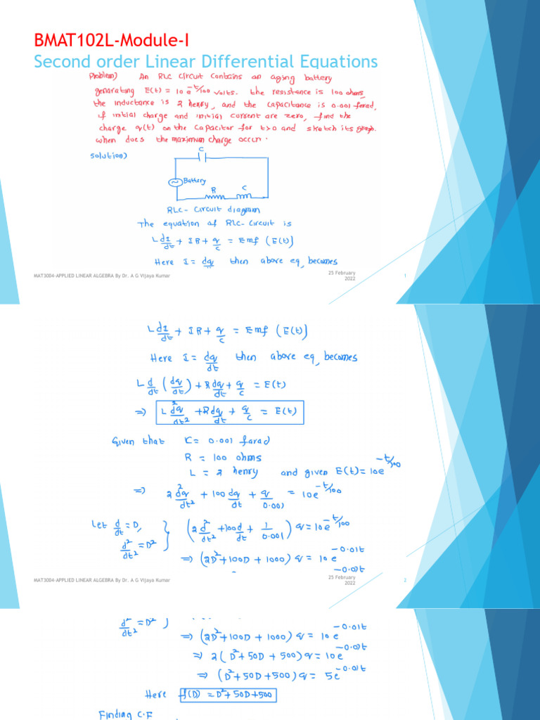 BMAT102L-Module-I-application of DE-2 | PDF | Algebra | Linear Algebra