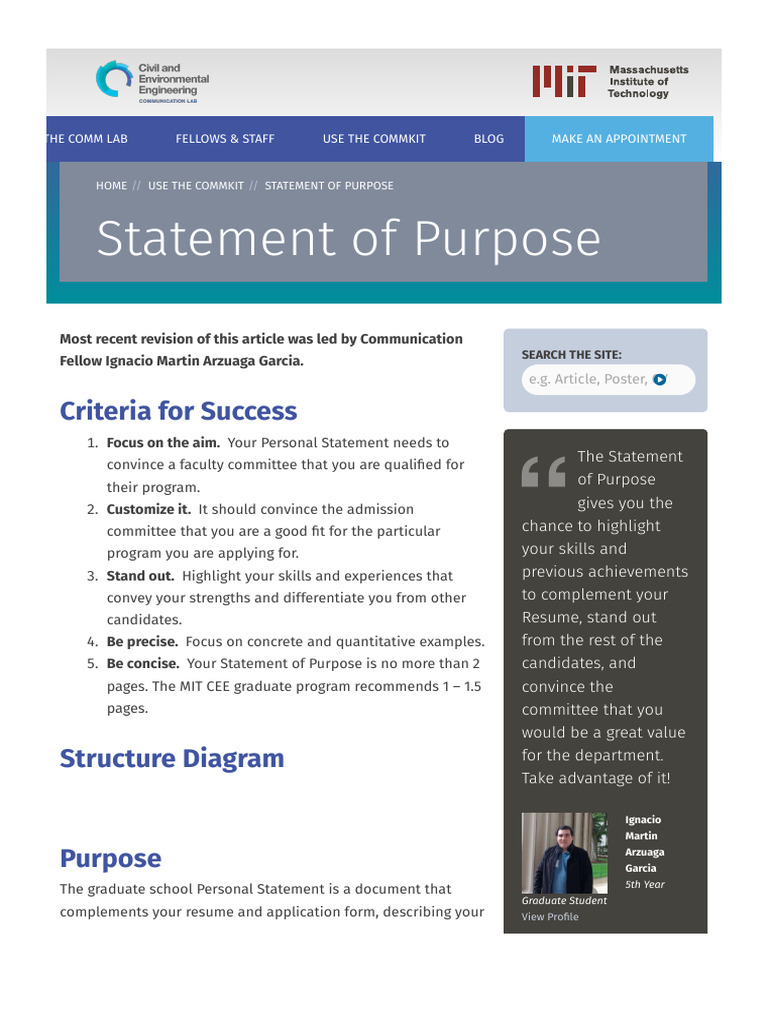 SoP Guide by MIT | PDF | Essays | Leadership